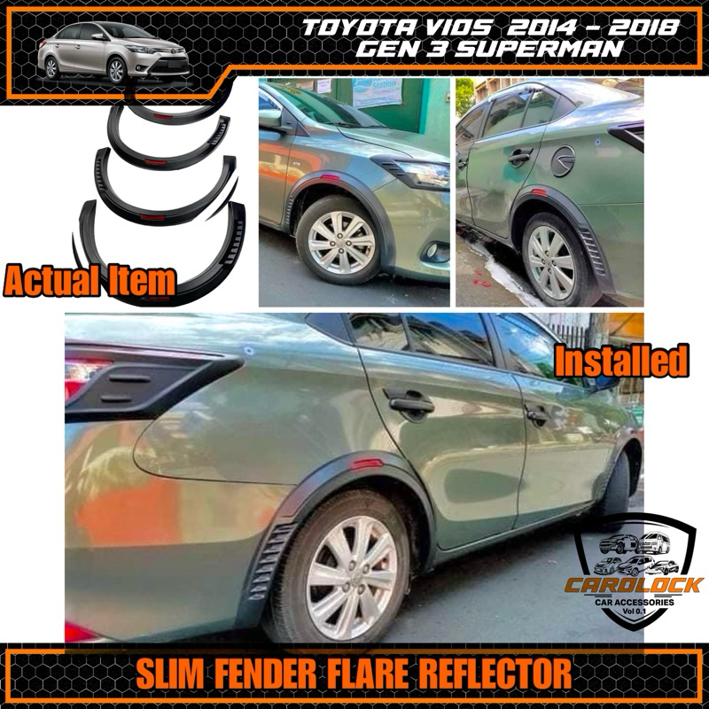 Toyota Vios 2014 - 2018 Slim Fender Flare with Reflector | Shopee ...