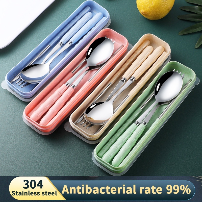 3-in-1 Stainless Steel Cutlery Set Spoon Fork Chopsticks Set With Box ...