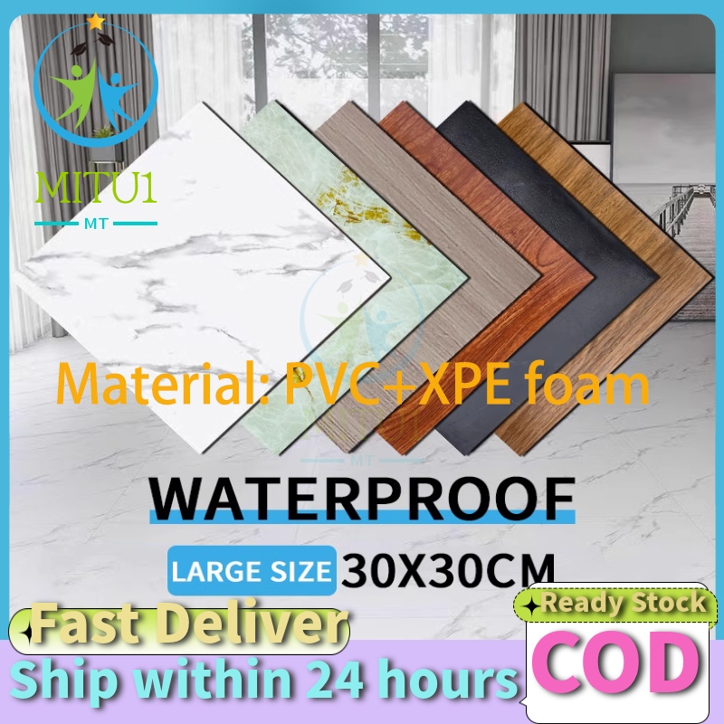 Marble PVC+XPE foam tiles Floor Stickers Self Adhesive waterproof PVC tiles for flooring 30 x 30 ...