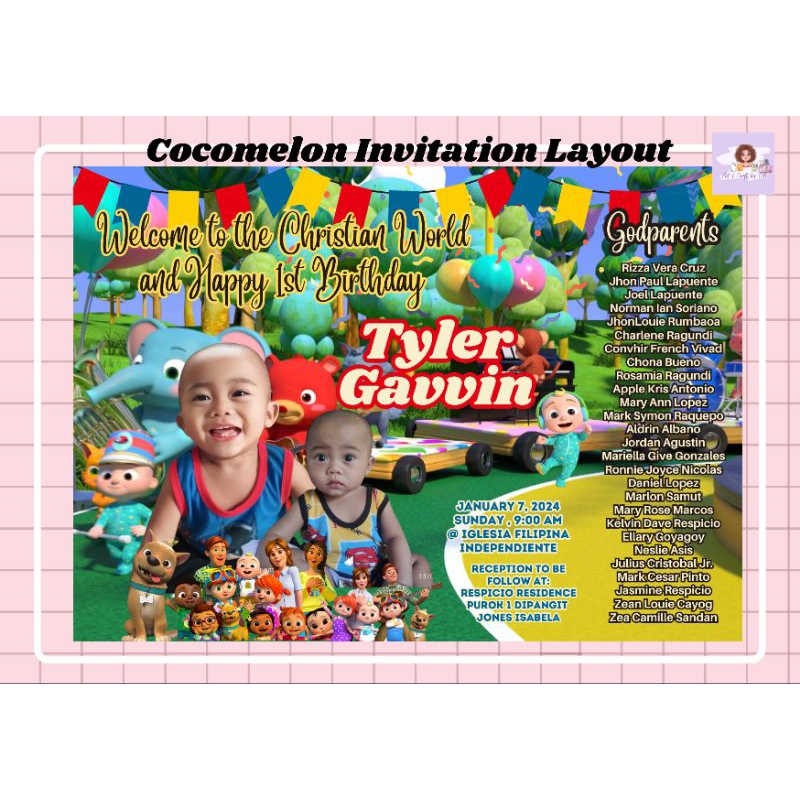 COCOMELON Invitation Card ONLY 3R size (FREE LAYOUT for orders up to ...