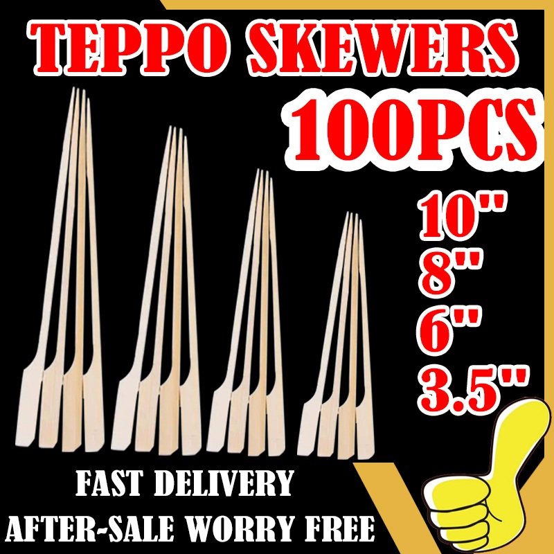 【100pcs】Teppo Skewer BBQ Sticks Burger Skewers Kebab Stick Skewer ...