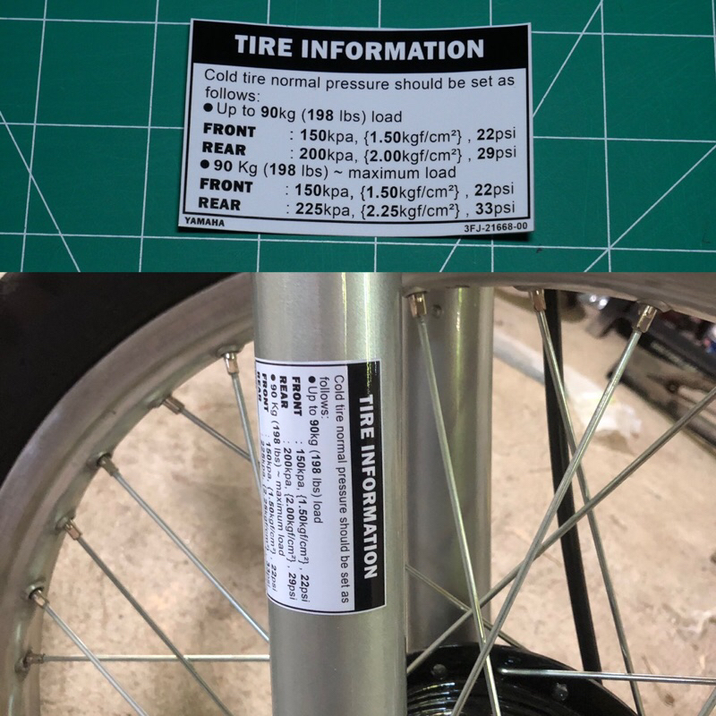 yamaha dt125 tire information sticker | Shopee Philippines