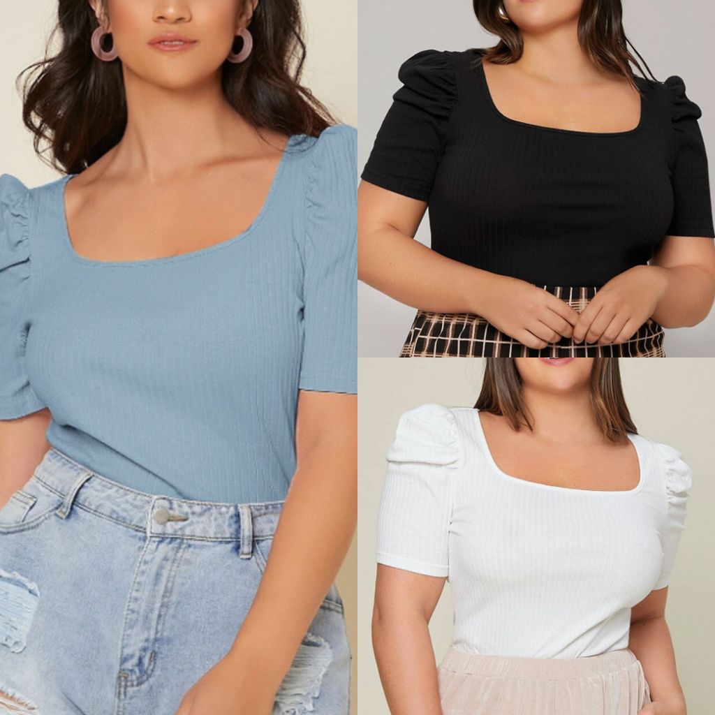 KILY.PH Full Length Top Puff Sleeves Scoopneck Cotton Knited Blouse for ...