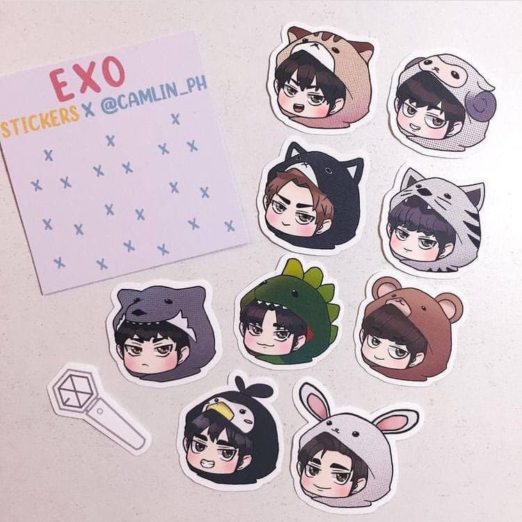 EXO KPOP CHIBI GLITTERED STICKERS | Shopee Philippines