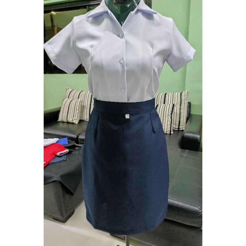 Lady's Blouse Sports Collar,white,school uniform,SM uniform | Shopee ...