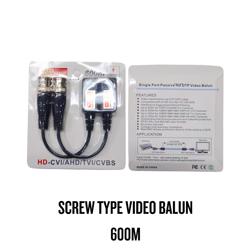 VIDEO BALUN 8MP SCREW TYPE 600m | Shopee Philippines