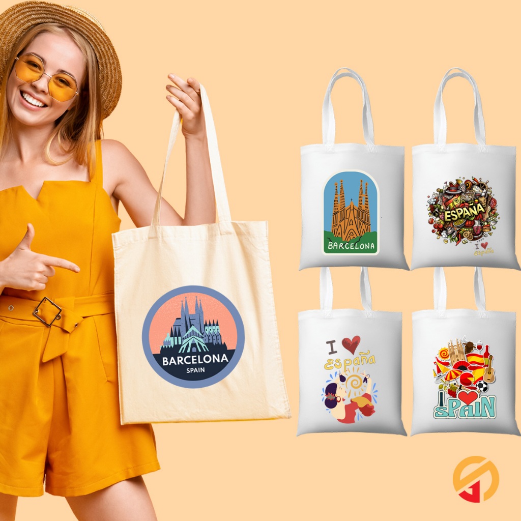 SPAIN BARCELONA TOTE BAGS DESIGNS 13 X 15 ISLAND SOUVENIR TOTEBAG ...