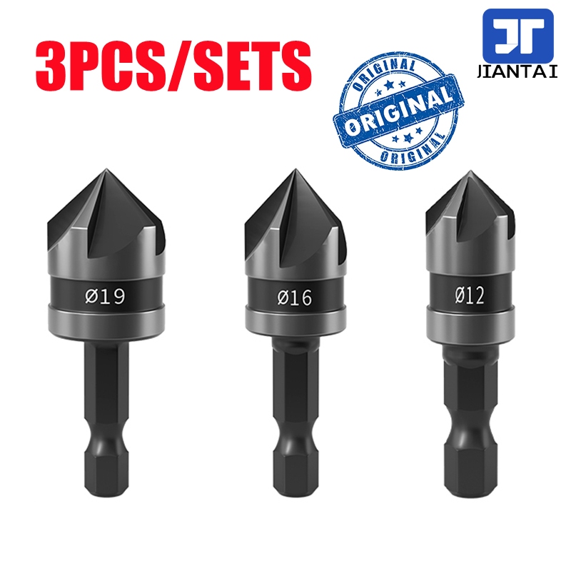 3pcs 1/4'' hex 5 flute countersink drill bit for wood metal quick ...