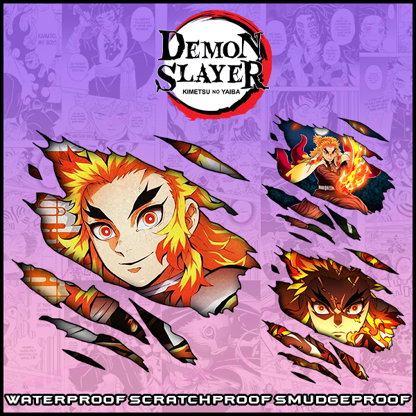 [ RENGOKU ] SCRATCH DESIGN WATERPROOF STICKER | DEMON SLAYER ...