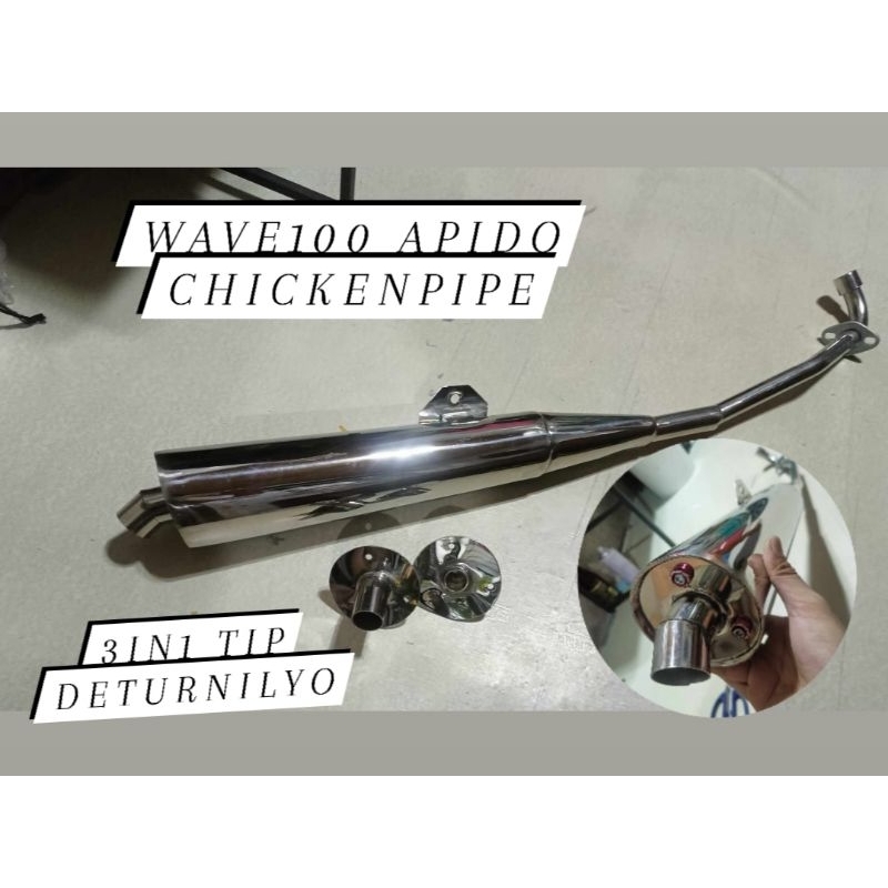Wave 100 APIDO chicken pipe 3In1 tip Deturnilyo stainless plug&play ...