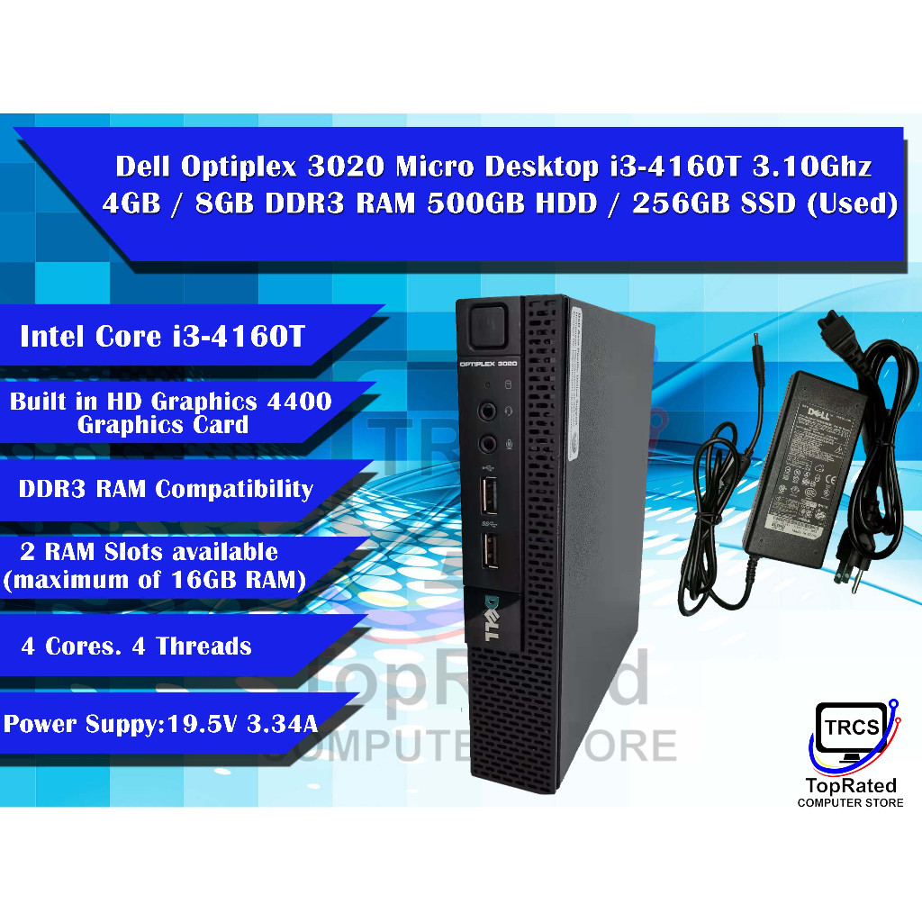 Dell Optiplex 3020 Micro Desktop i3-4160T 3.10Ghz 4GB/8GB RAM 500GB HDD ...