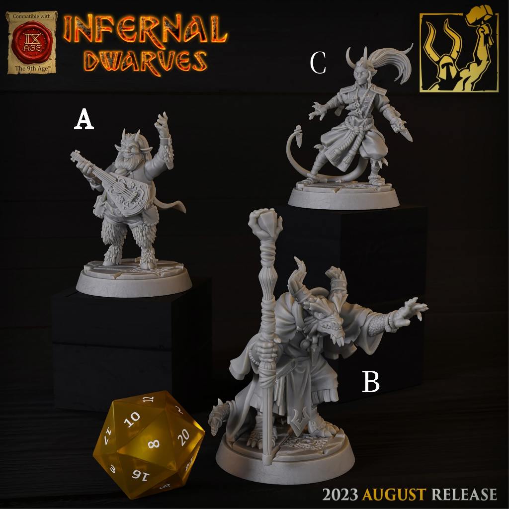 Titans Of Adventure Set 39 - Dragonborn Male Sorcerer, Male Bard and Tiefling Female Monk DND ...