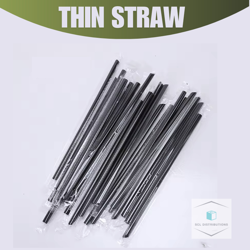 [100pcs/Pack] Slim Pointed Juice Hard Straw 6mm*21cm/23cm Individually ...