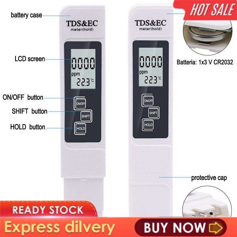 Portable 3 in 1 LCD Digital TDS&EC Water Quality Meter Tester | Shopee ...