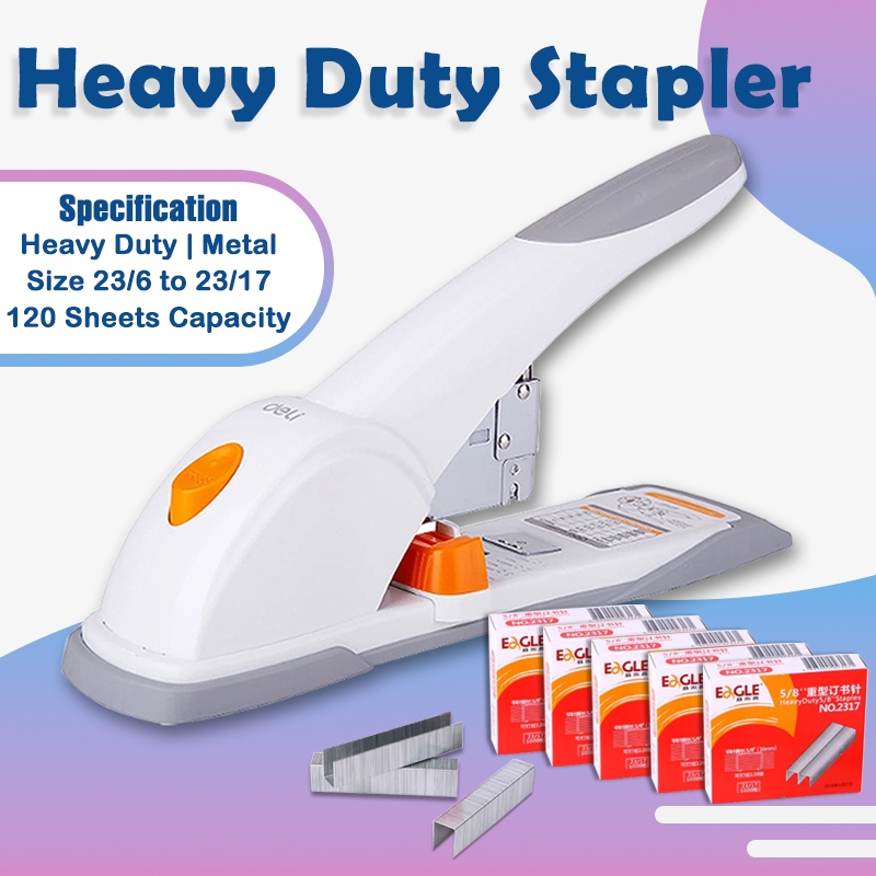 Deli Heavy Duty Stapler 120 Punching Sheets Bundle with 16mm Staple ...