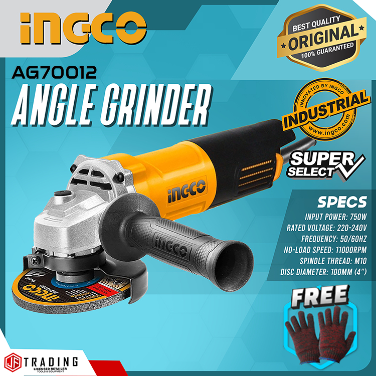INGCO SUPER SELECT Angle Grinder 750W AG70012 JF TRADING | Shopee ...