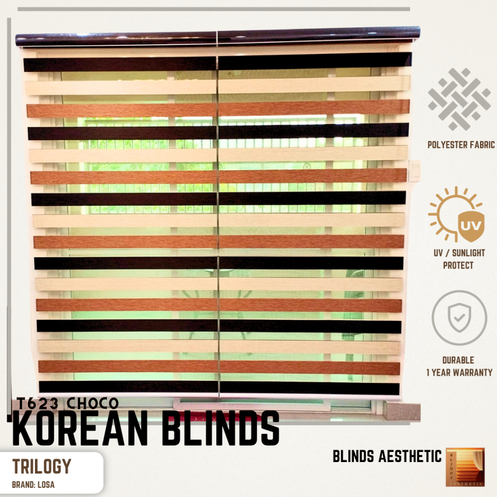 TRILOGY T623 CHOCO (customize size) KOREAN WINDOW BLINDS 100% HIGH ...
