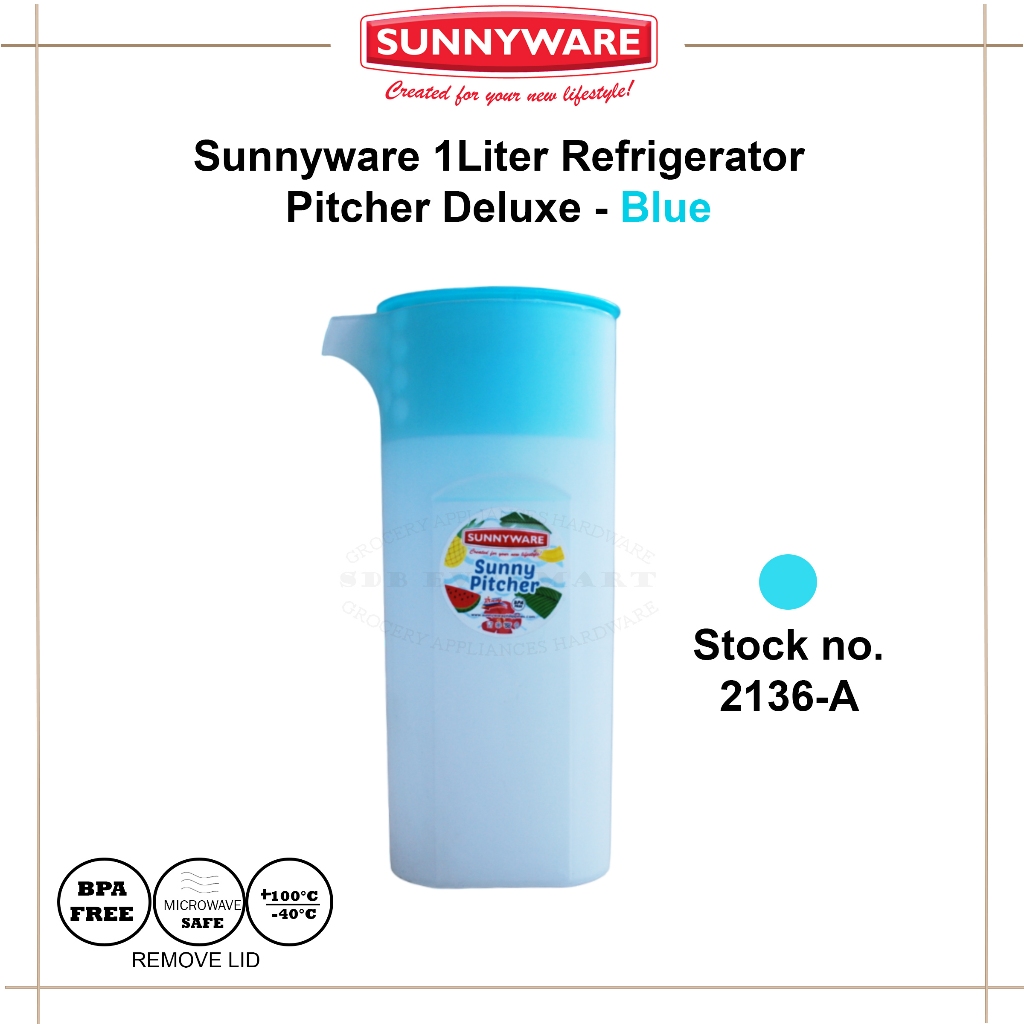 Sunnyware 1 Liter Capacity Refrigerator Pitcher Water Container Deluxe ...