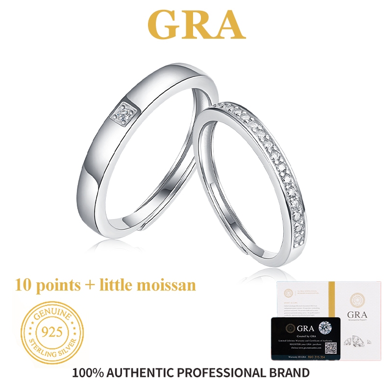 GRA s925 silver couple ring Moissanite diamond ring fashion ring promise of love couple gift ...