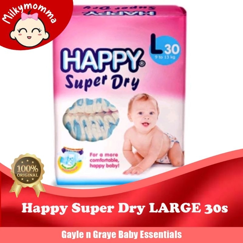Happy Super Dry Large 30's Tape Diaper | Shopee Philippines