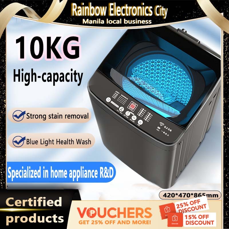 10KG Automatic Washing Machine Clothes Dryer Low Noise Stainless Steel ...