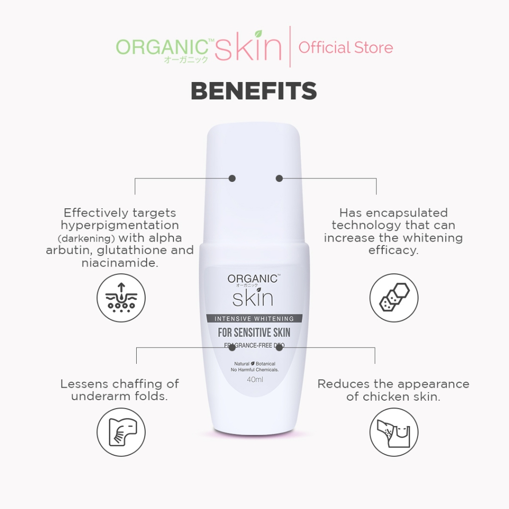 Organic Skin Japan Unscented Intensive Whitening Underarm Deodorant Deo ...