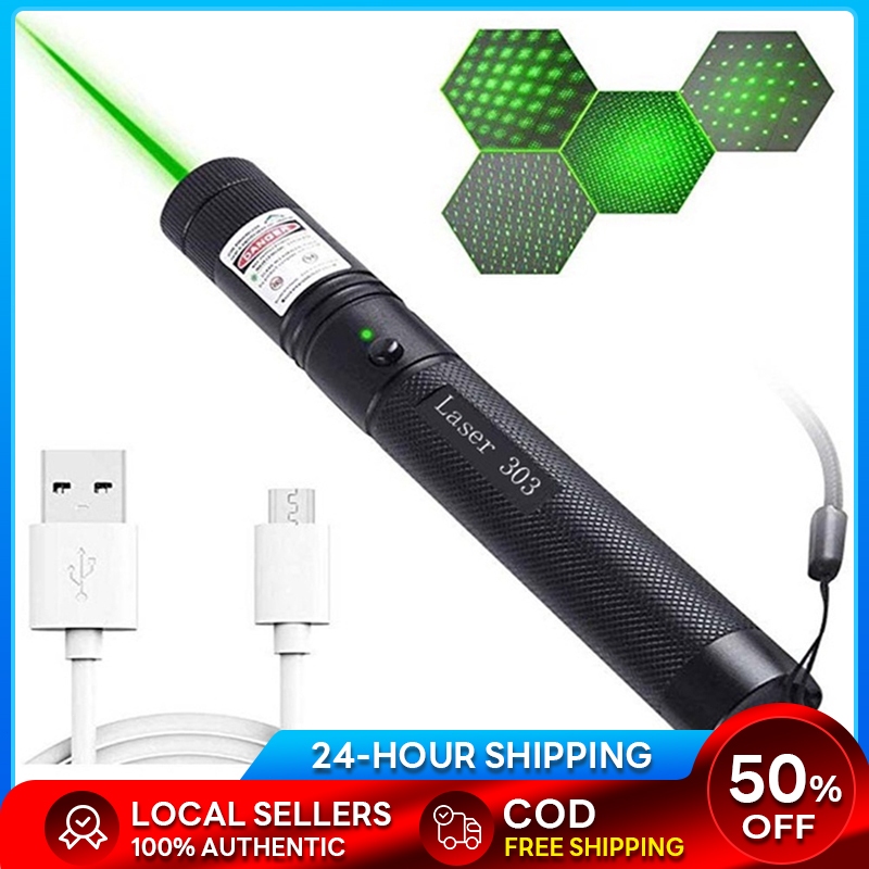 USB Rechargeable Green Laser Pointers 532nm 10000m High Power Laser 303 Laser Flashlight ...