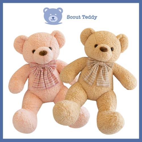Giant Teddy Bear with Ribbon: 80cm (2.6 ft), 60cm (2 ft); Cute Stuffed ...