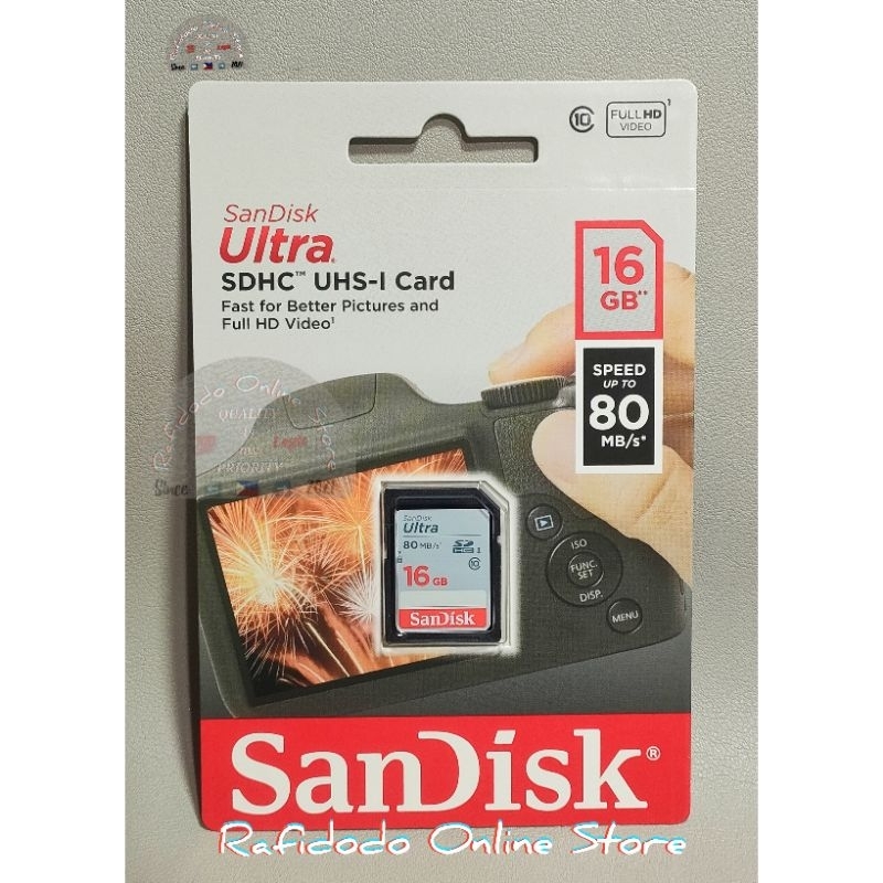 SanDisk Ultra 16GB SD Card for DSLR Camera Class 10 with 80 MB/s ...
