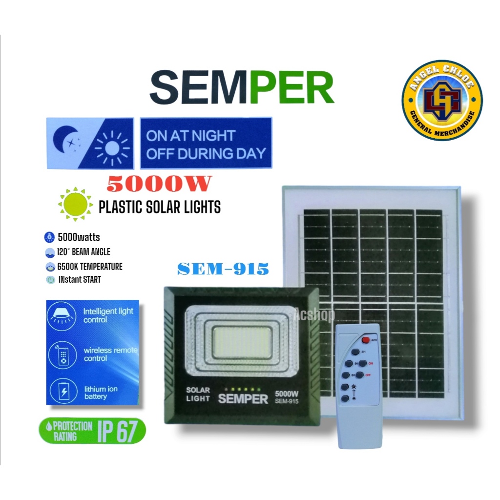 SEMPER 1000W/ 2000W/ 3000W/ 5000W PLASTIC SOLAR LIGHTS OUTDOOR | Shopee ...