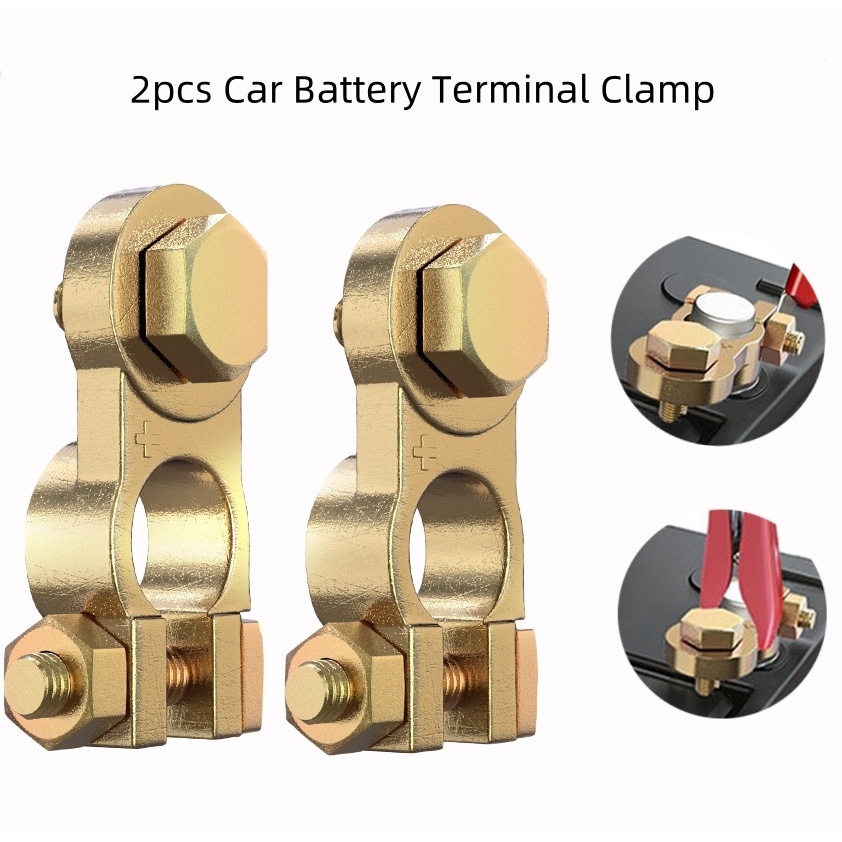 2pcs Car Battery Terminal Connectors 12V/24V Plated Brass Battery ...