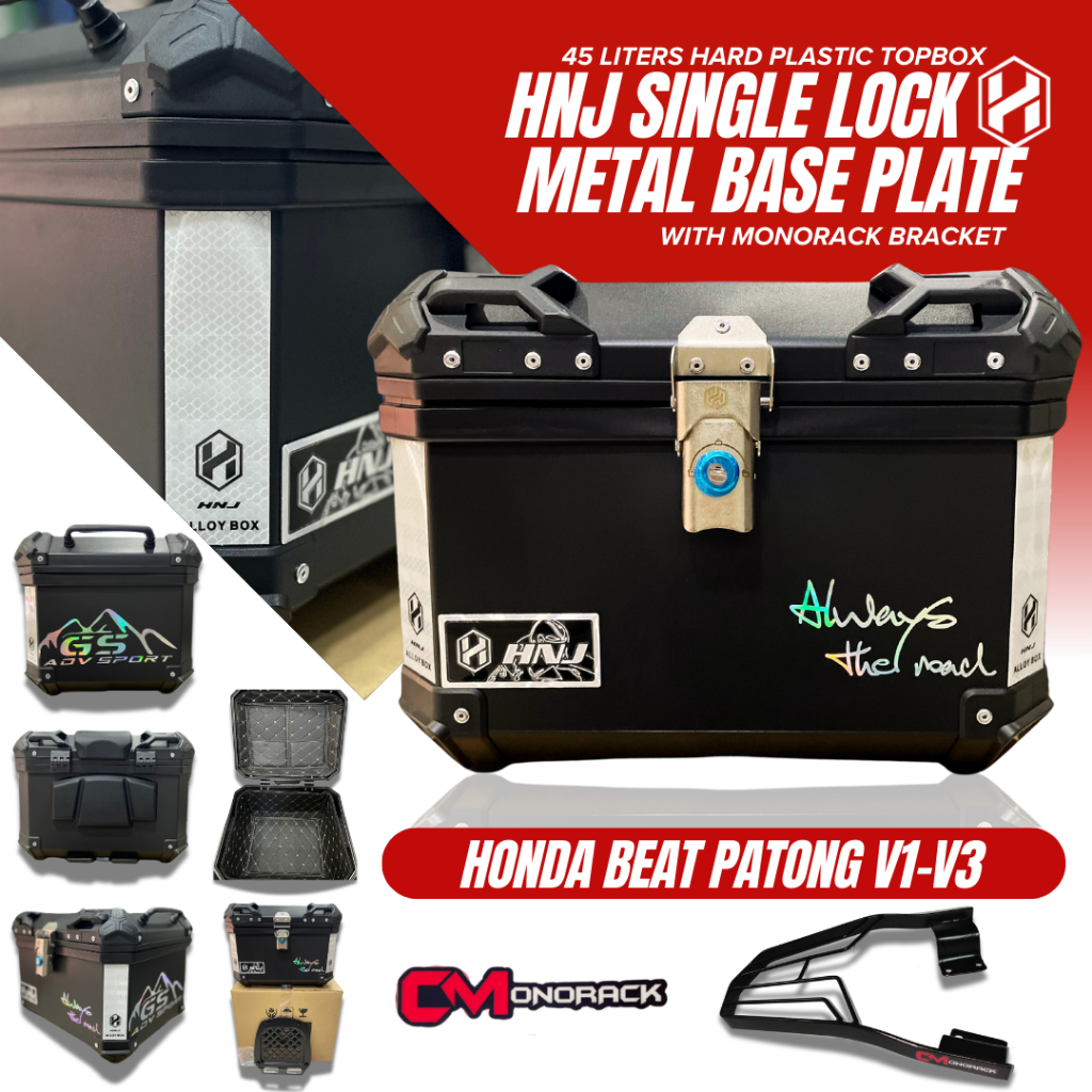 Set for A02S HNJ 45 Liters Hard Plastic TopBox (Metal BasePlate) With ...