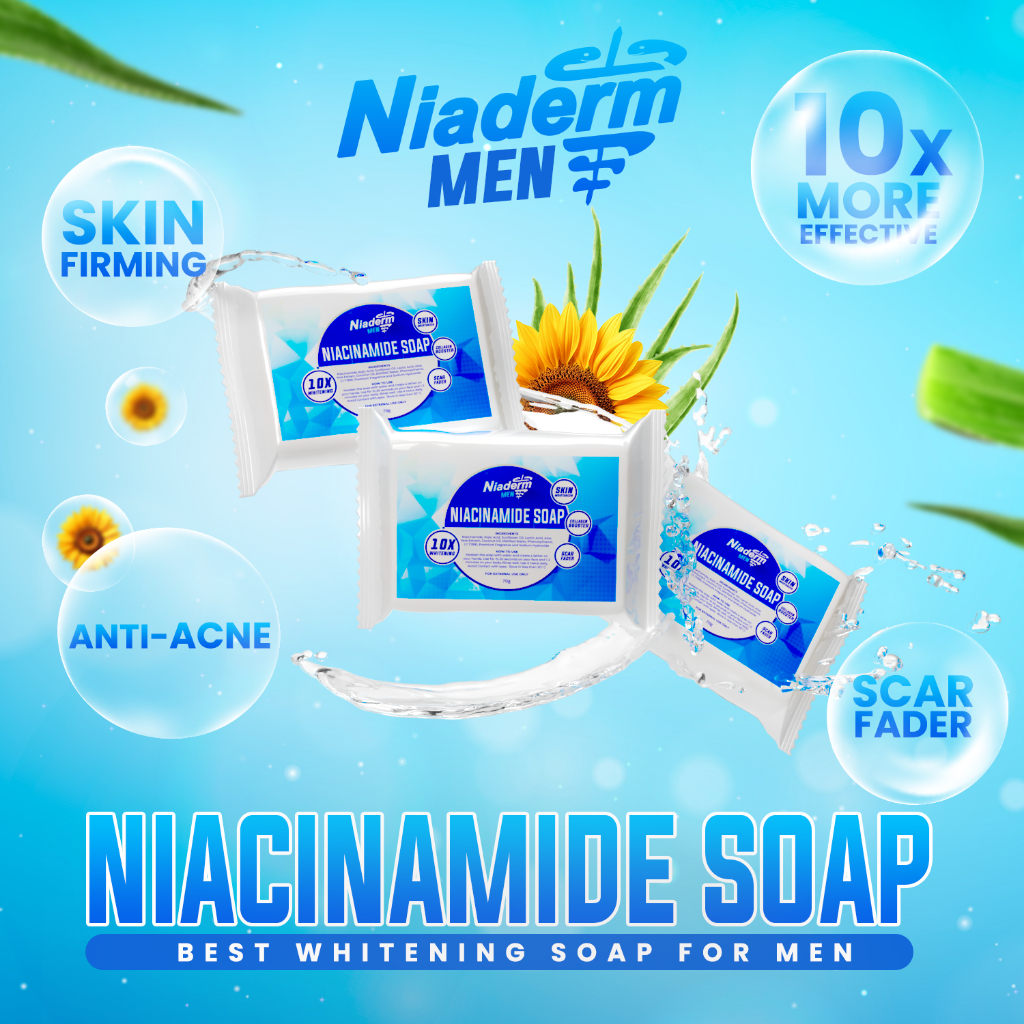 3pcs NIADERM MEN Niacinamide Soap Antibacterial Sunflower Oil 10x ...