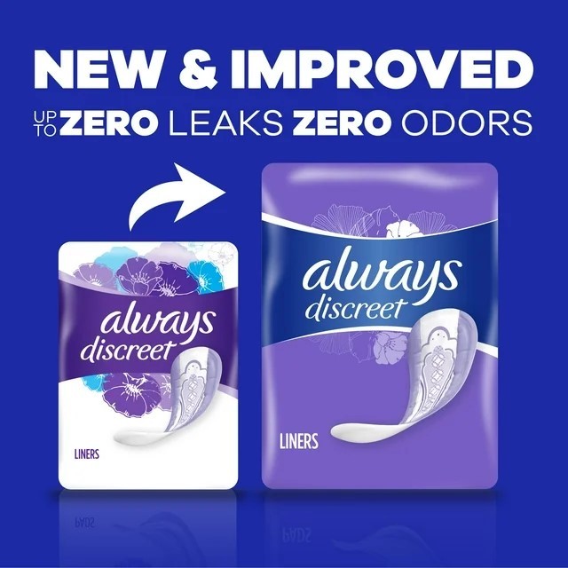 Always Discreet Postpartum Incontinence Liners, Very Light Absorb, Long ...