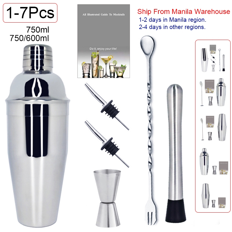 [Local Delivery] 6-7 Pcs Cocktail Shaker 750/600ml, Bartending Boston ...