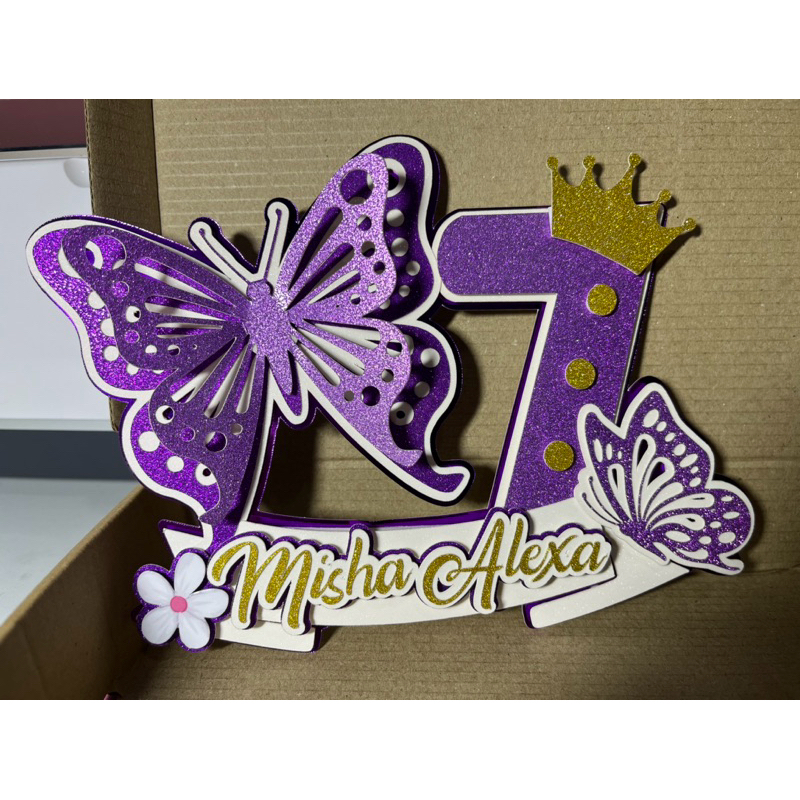 Purple Butterfly Cake Topper Layered | Shopee Philippines