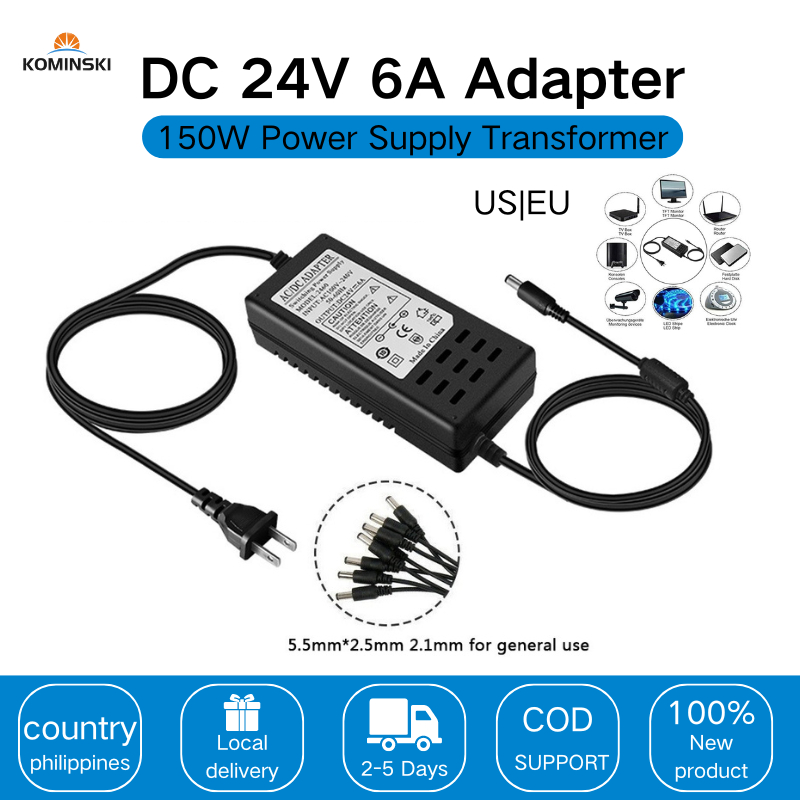 DC24V 6A Adapter US EU Plug 150W Power Supply Transformer LED Driver ...