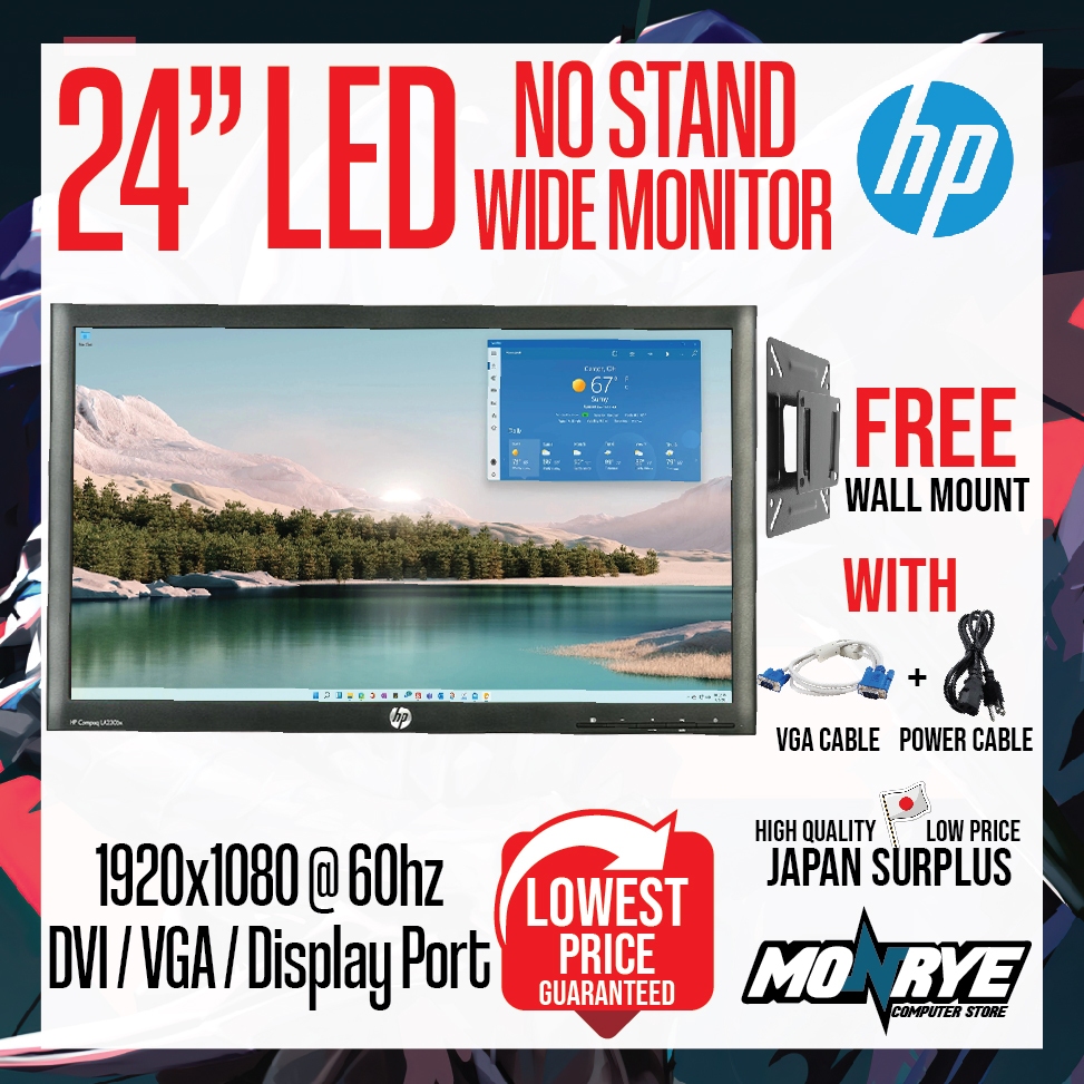 Monitors - BRANDED - 17 / 19 / 22 / 24 INCHES - NO STAND - FREE WALL MOUNT - CABLES INCLUDED ...