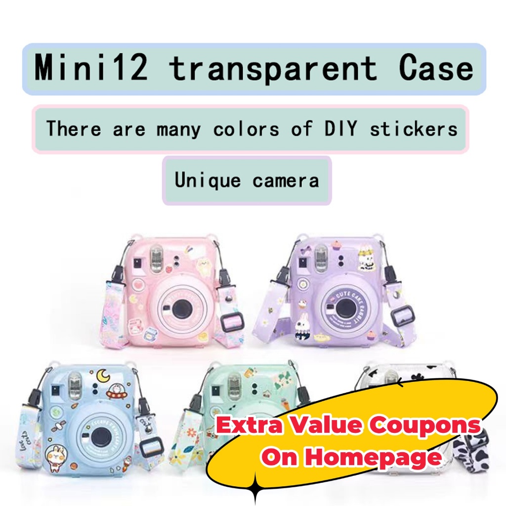Instax MINI 12 Case Transparent Crystal Protector Storage Shell with ...