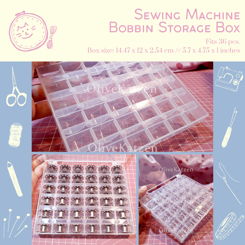 Bobbin Box Storage Case Holder 36 Pcs Storage Box Plastic Bobbin Metal ...