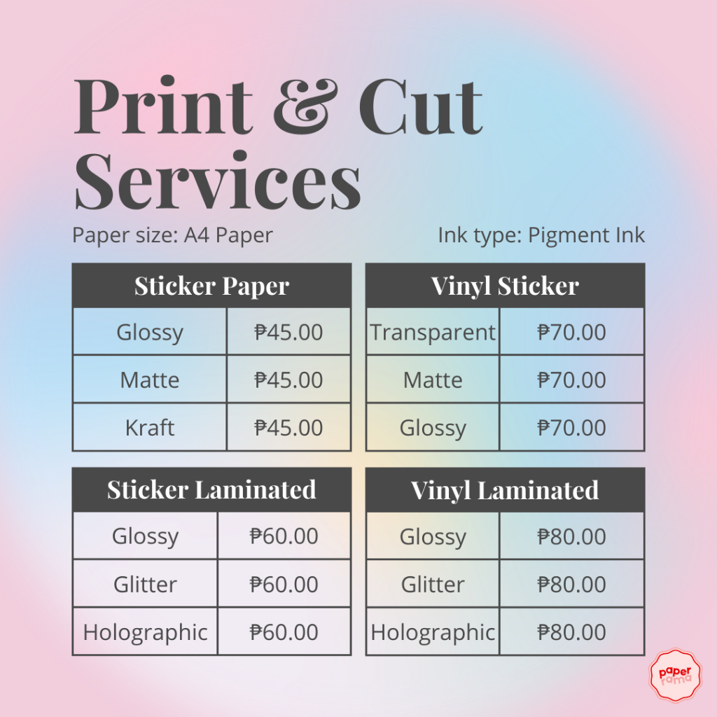 Wholesale Sticker Print & Cut Service (A4 size) for 10 pcs up only ...