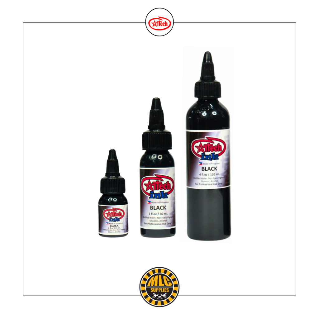 Artech Ink BLACK Tattoo Ink Authentic Permanent Pigment - 1.oz, 0.5oz ...