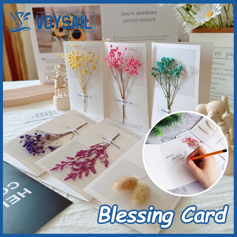1PCS Dried Flower Blessing Card Festive Blessing Invitation Card Star ...