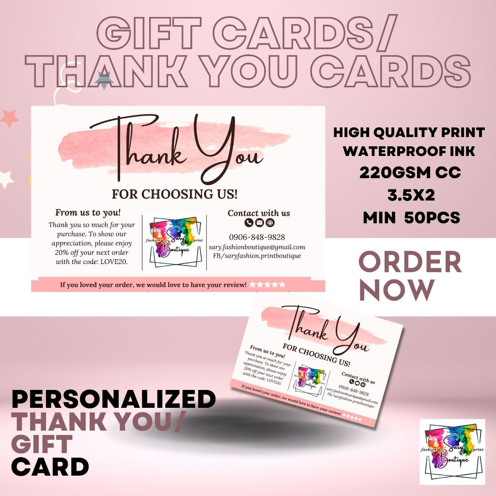 THANK YOU CARD - BUSINESS APPRECIATION CARD | Shopee Philippines
