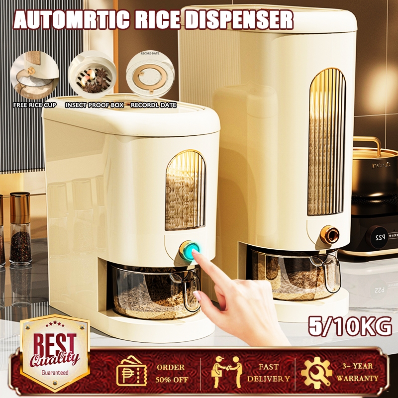 Rice bucket 10kg Rice Storage Box Time Scale Dry Food Dispenser ...