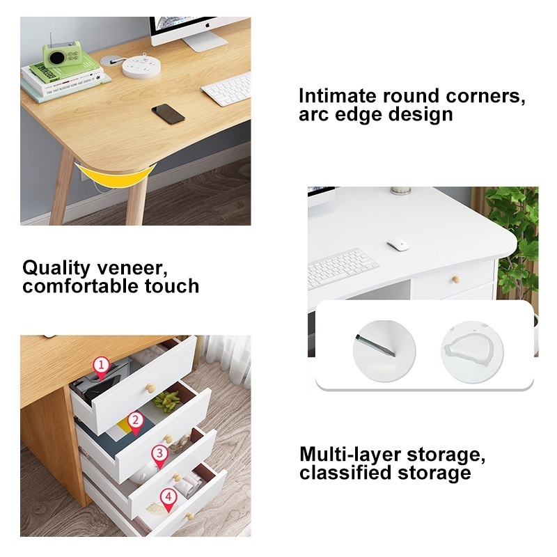 YESOK 120CM Study Table with Drawer Office Table Computer Table Desk ...