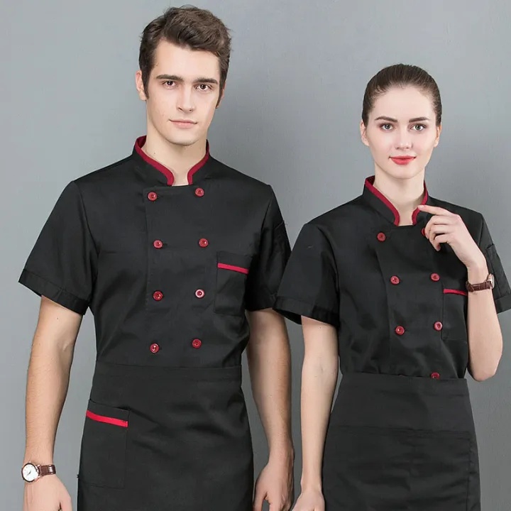 Chef Uniform Coverall Short Sleeve Hotel Restaurant Kitchen Cooking For ...