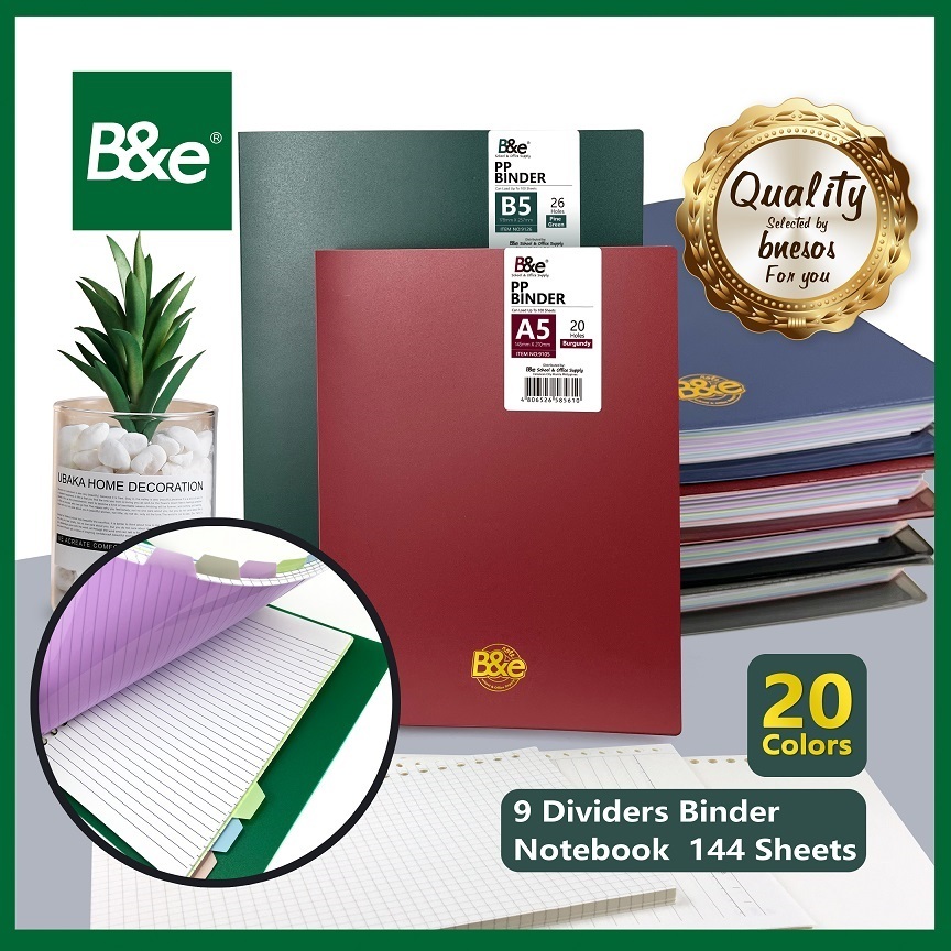 Bnesos PP Notebook Binder A5 B5 PVC With 9 Dividers 144 Sheets | Shopee ...