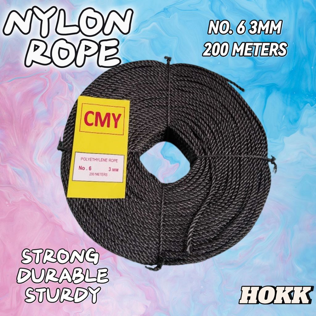 #6 3mm BLACK POLYETHYLENE ROPE (200 Meters)/NYLON ROPE/LUBID/TALI ...