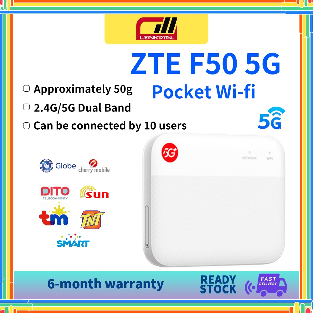 ZTE F50 5G PORTABLE POCKET WIFI LTE CAT15 Dual Band 2.4Ghz 5Ghz | Shopee Philippines